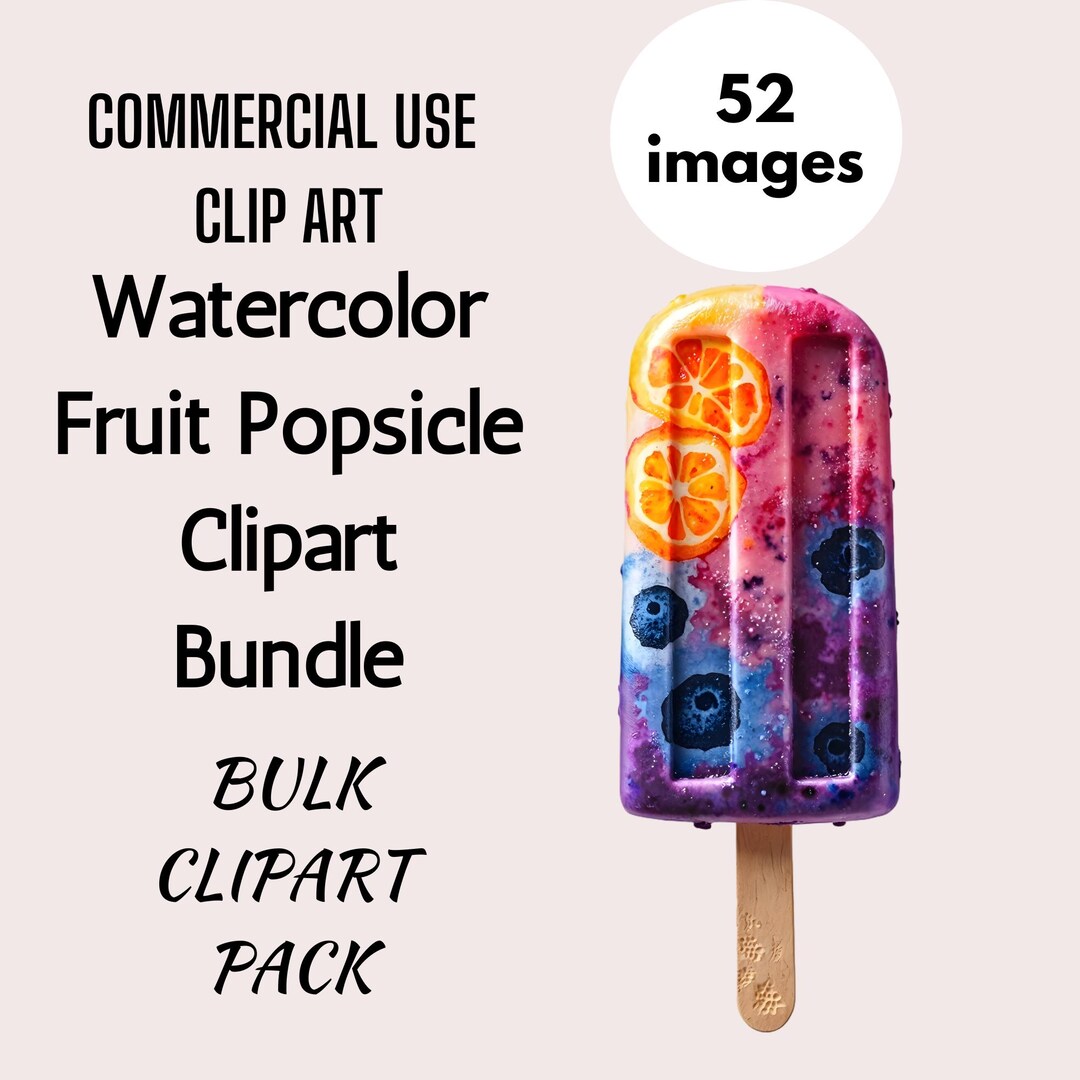 Watercolor Popsicle Clipart: 52 Summer Fruit Ice Pop Pngs (digital ...
