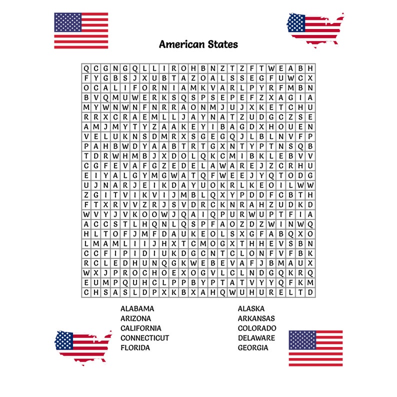 Word Search United States Word Search Bundle Printable PDF Word Search ...