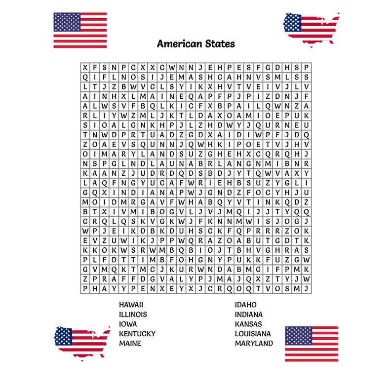 Word Search United States Word Search Bundle Printable PDF Word Search ...
