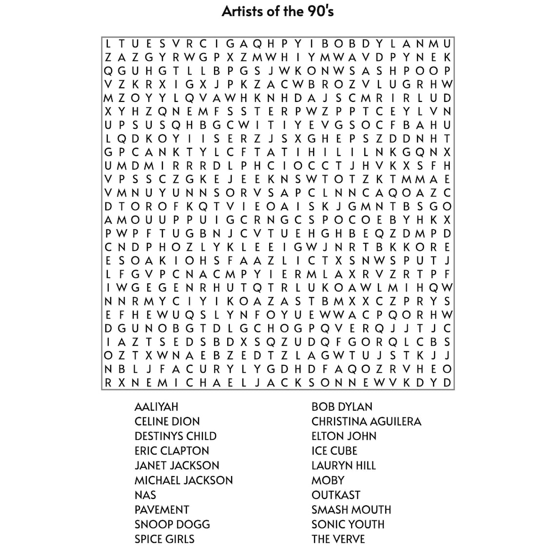 Word Search Printable 90s Word Search Word Search Printable PDF Word ...