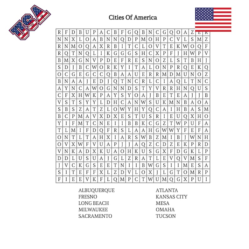 Word Search | United States Cities Word Search Bundle| Printable PDF ...