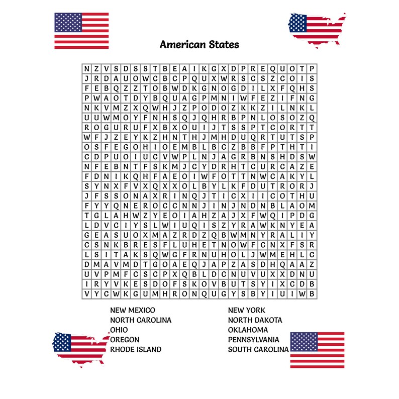 Word Search United States Word Search Bundle Printable PDF Word Search ...
