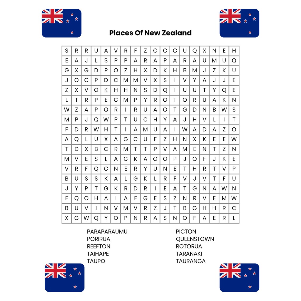 Word Search New Zealand Word Search Bundle Printable PDF Word Search ...
