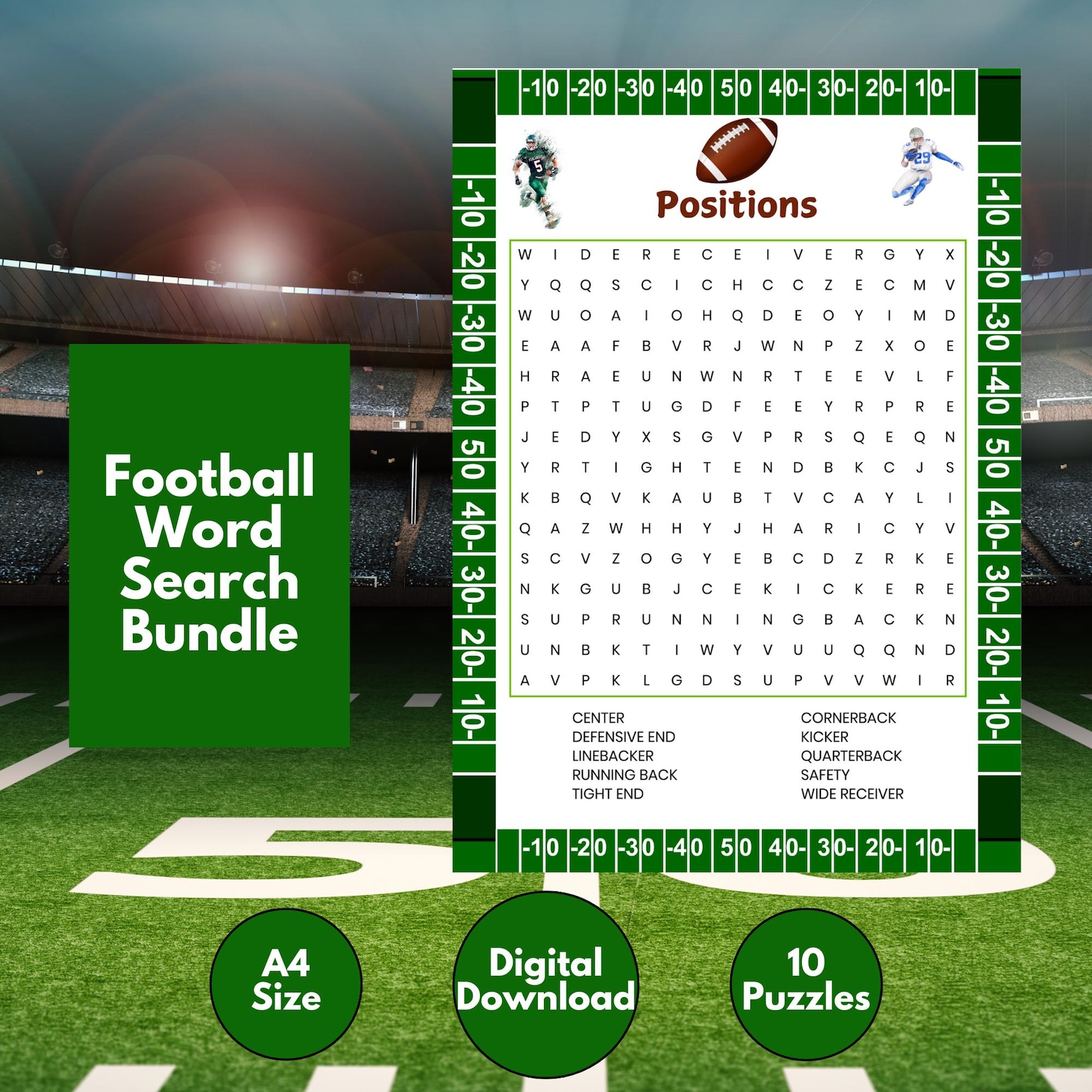 Football Word Search Bundle | 10 Wordsearches | Printable Puzzle With ...