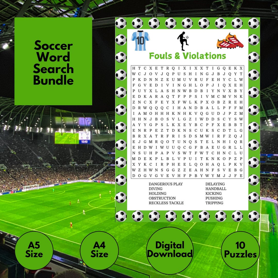 Soccer Word Search Bundle | 10 Wordsearches | Printable Puzzle PDF ...