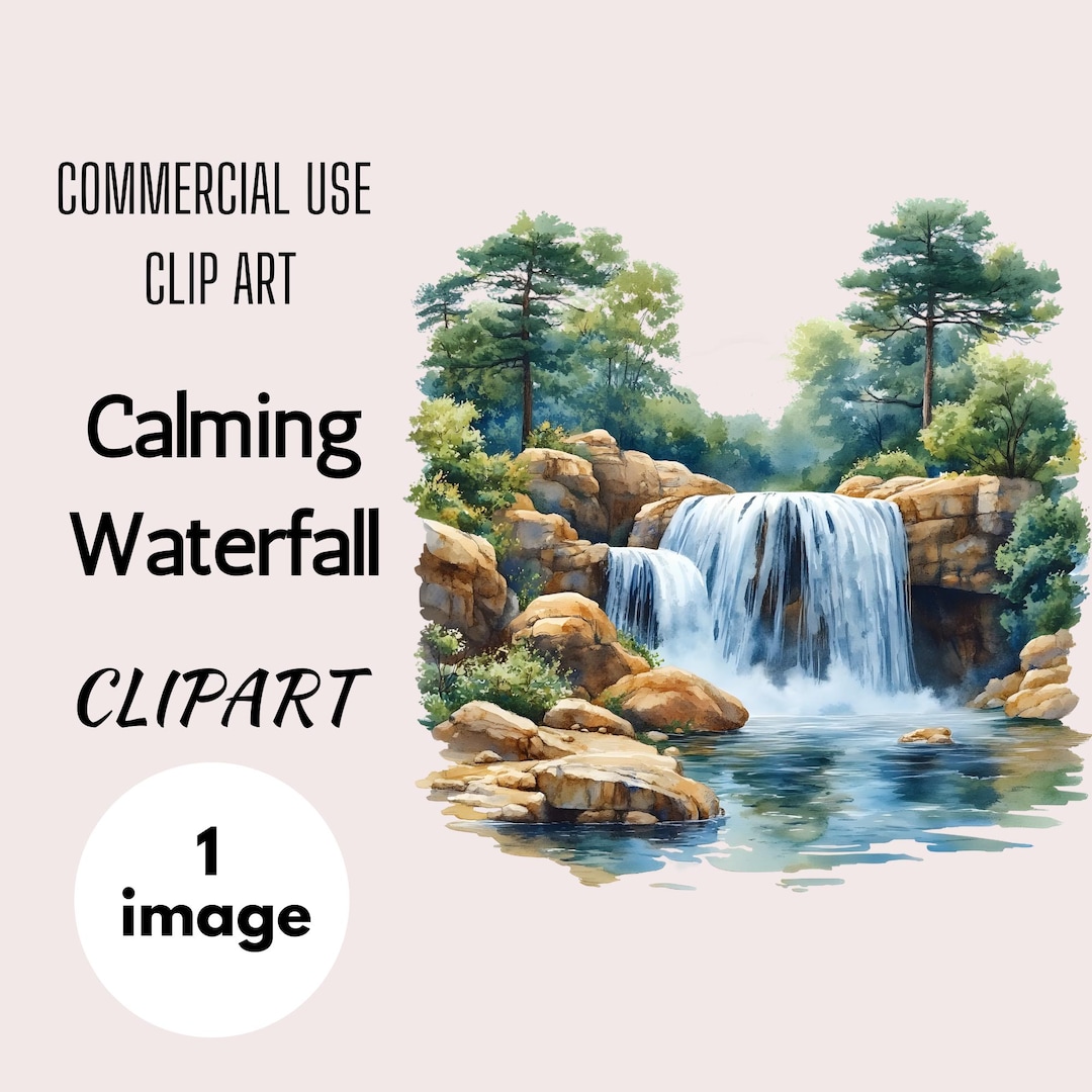 Watercolor Waterfall Clipart: Transparent PNG for Digital Crafts ...