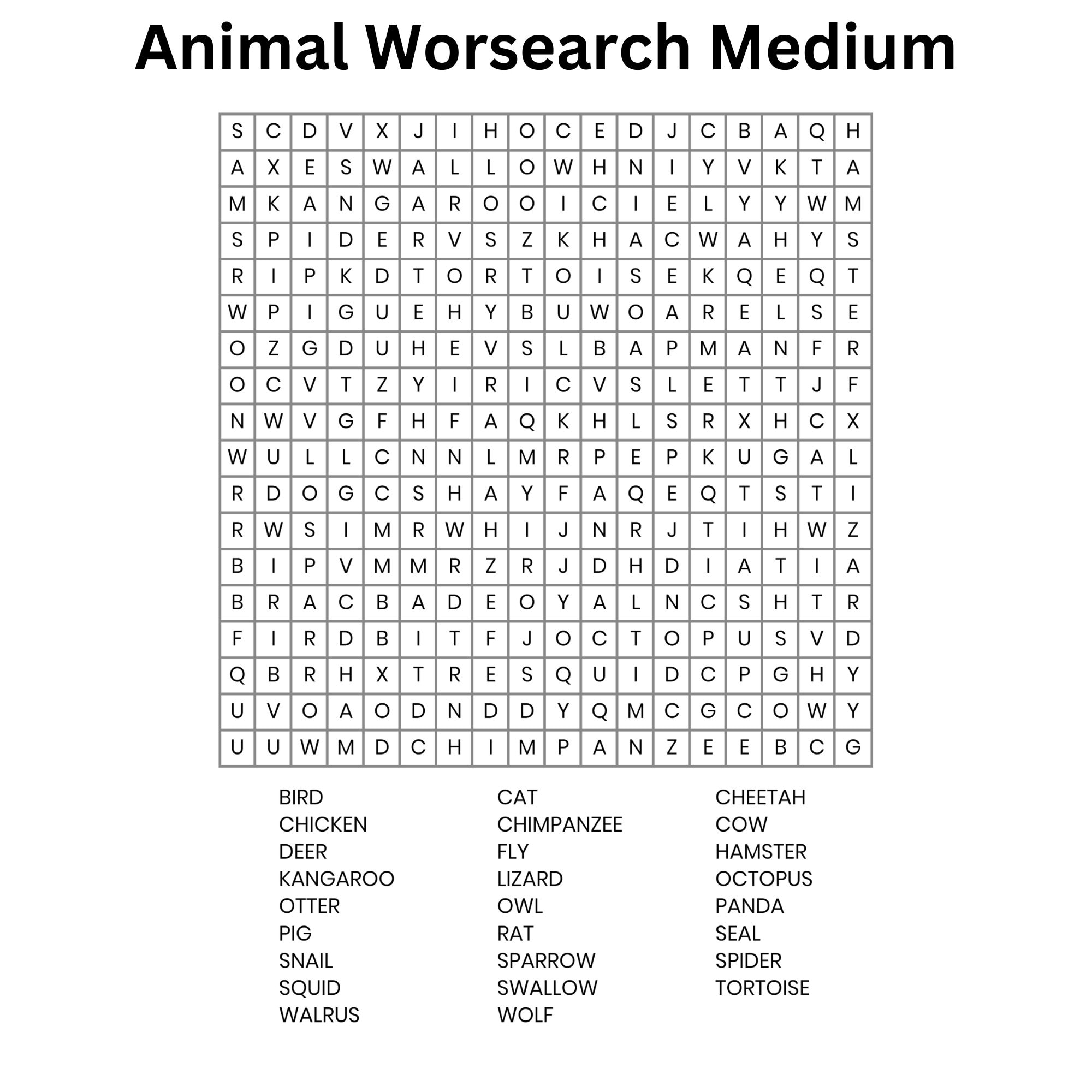 Word Search Animal Word Search Bundle Printable PDF Word Search Digital ...
