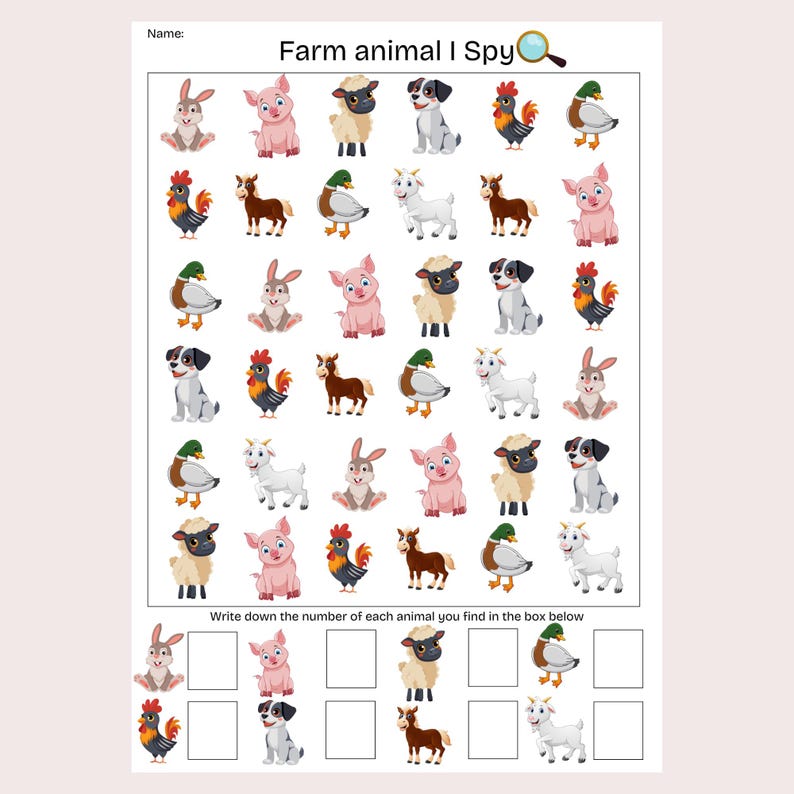 I Spy Animals Printable Activity Sheets, Educational Puzzles, Seek and ...