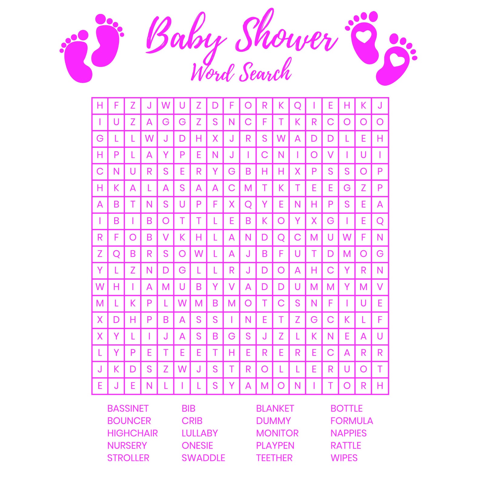 Baby Shower Word Search | Printable PDF | Word Search Digital Download ...