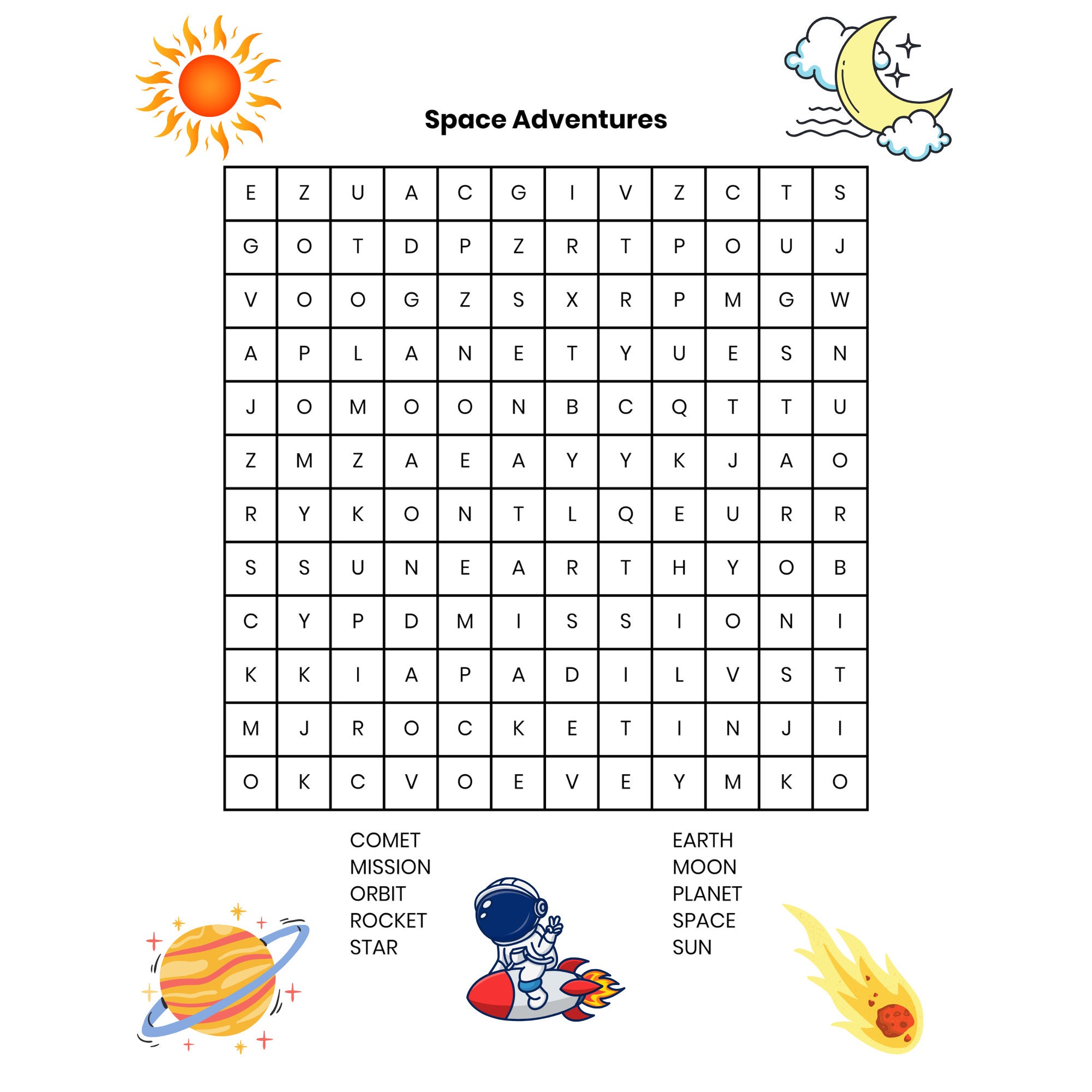 Kids Printable Word Search| 10 Printable Puzzle Pages for Kids| Digital ...