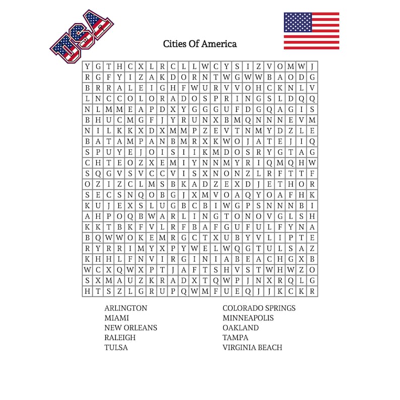 Word Search | United States Cities Word Search Bundle| Printable PDF ...