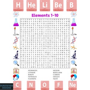 Periodic Table Word Search Puzzle Bundle (printable PDF) - Etsy