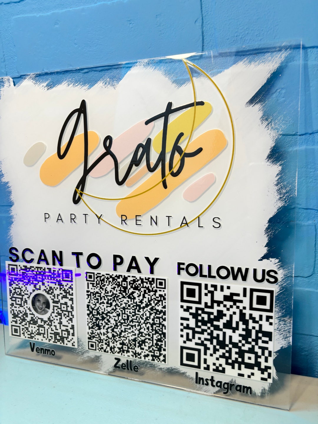 Custom Scan to Pay Sign, Social Media Acrylic Sign. Painted Sign. Small ...
