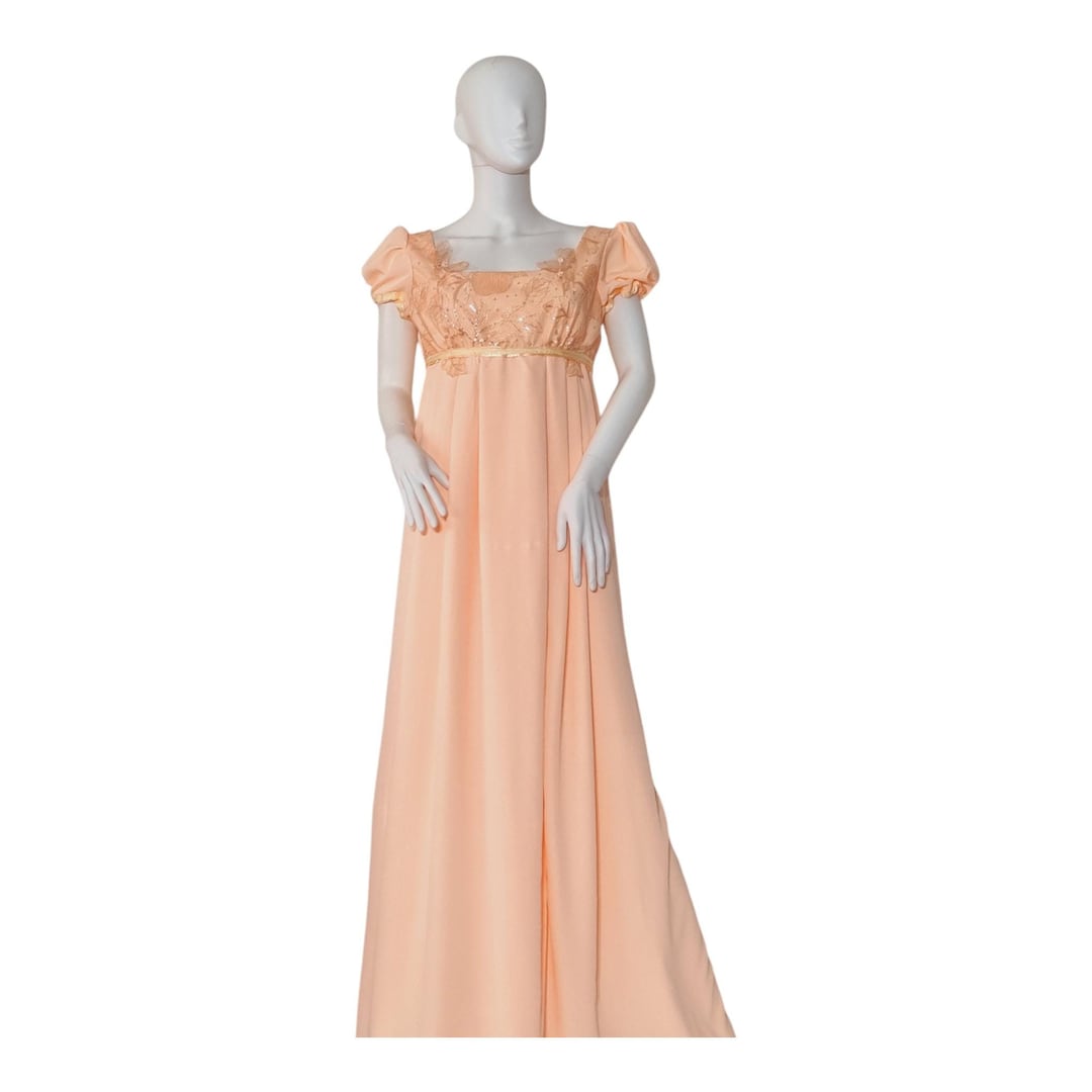 Vintage Costume Dress/peach Color Regency Dress/ Bridgeton Inspired ...