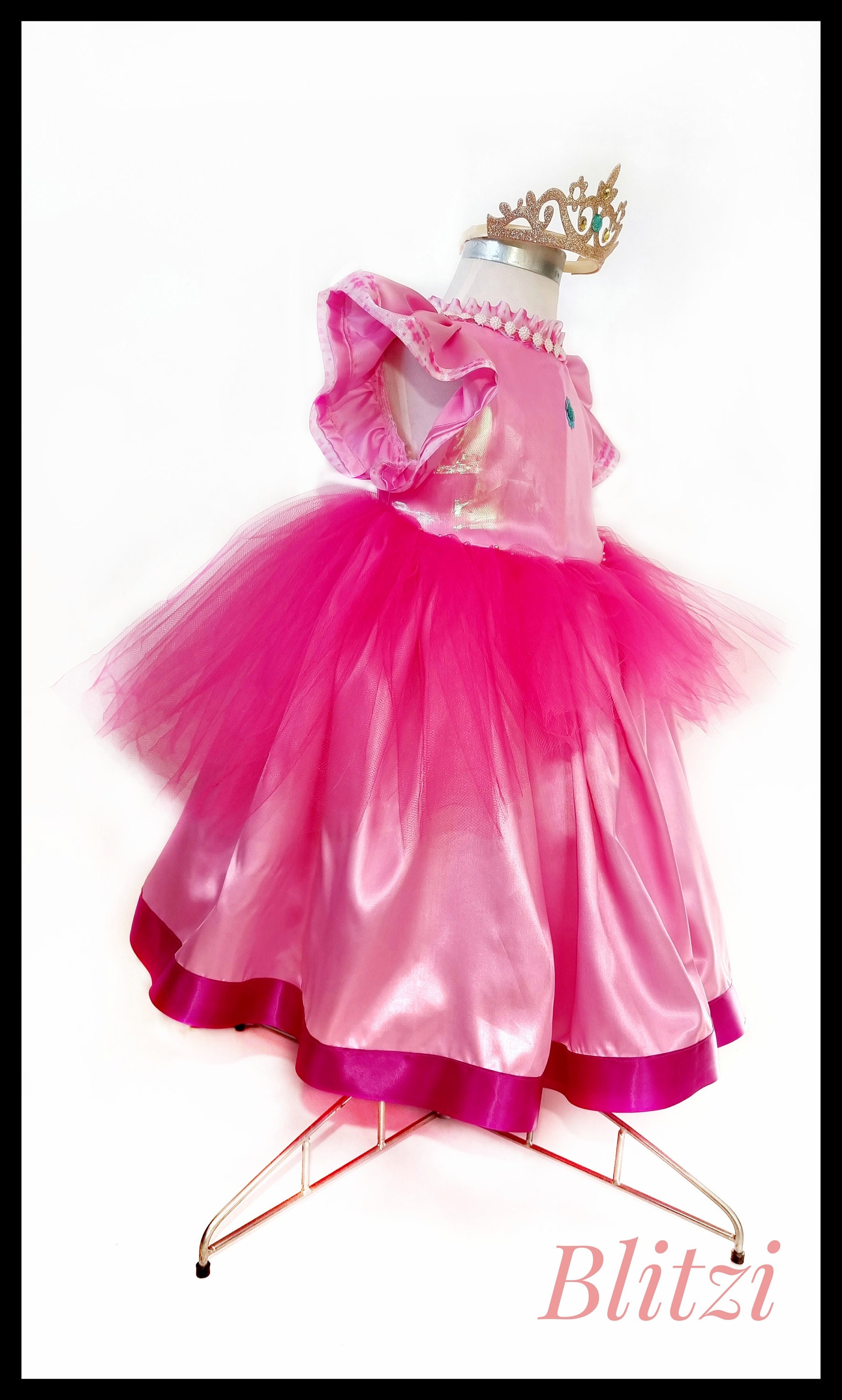Super Mario Princess Peach Inspired Dress With Crown /girls Princess ...