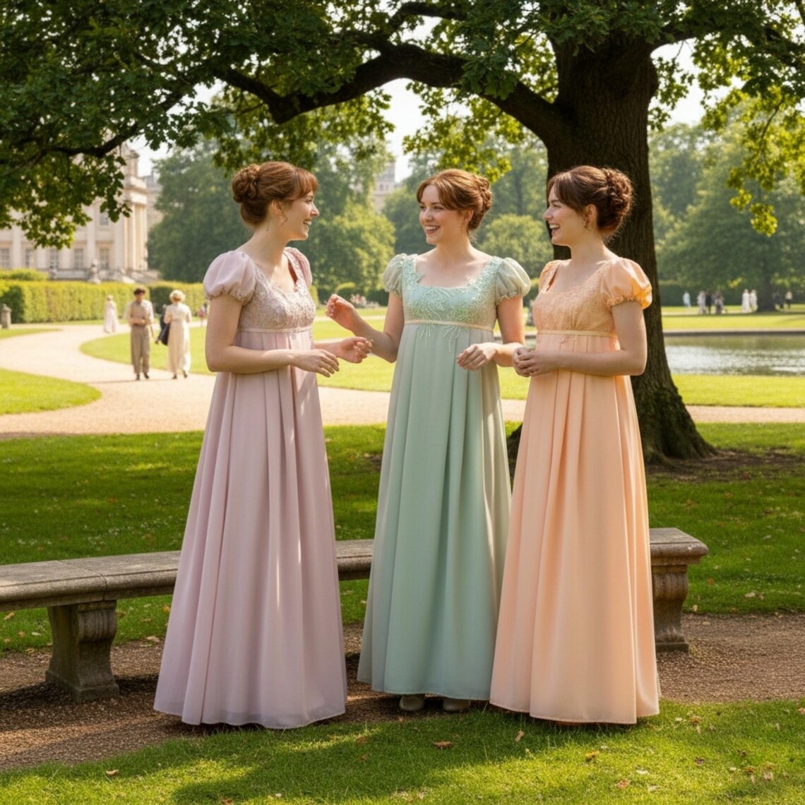 Handmade Regency Dress: Embroidered Lace & Chiffon Gown - Etsy