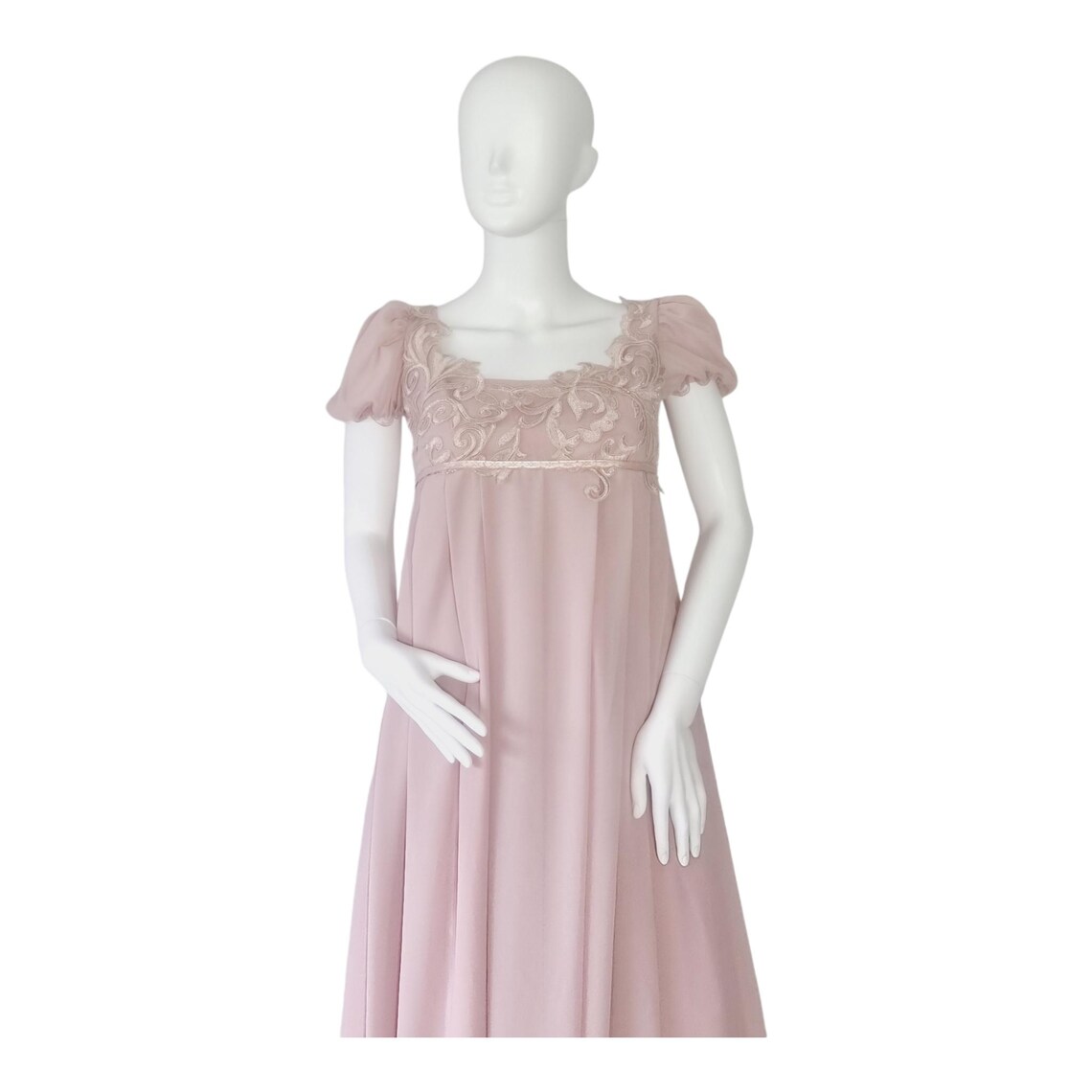 Handmade Regency Dress: Embroidered Lace & Chiffon Gown - Etsy