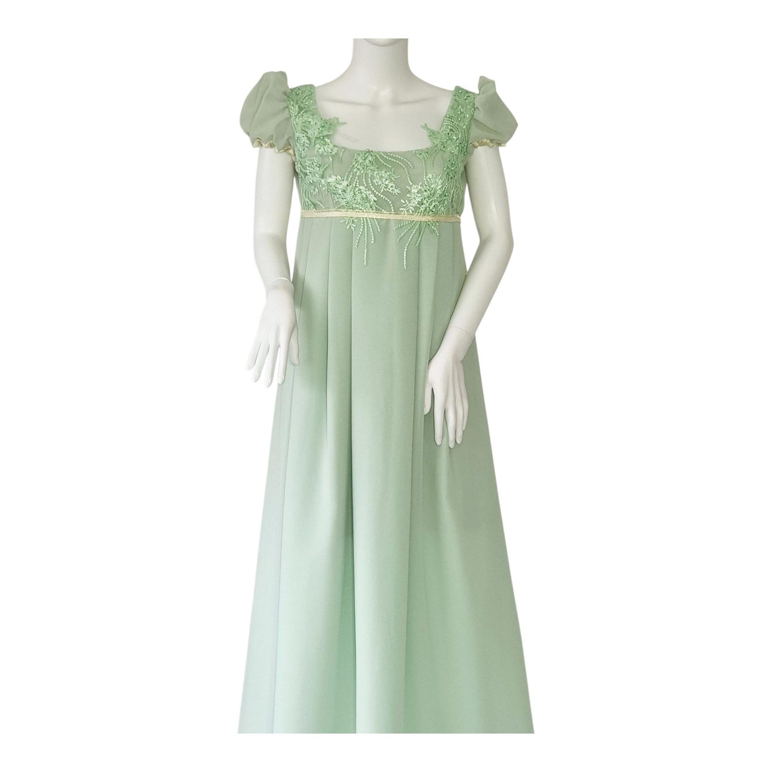 Handmade Regency Dress: Embroidered Lace & Chiffon Gown - Etsy