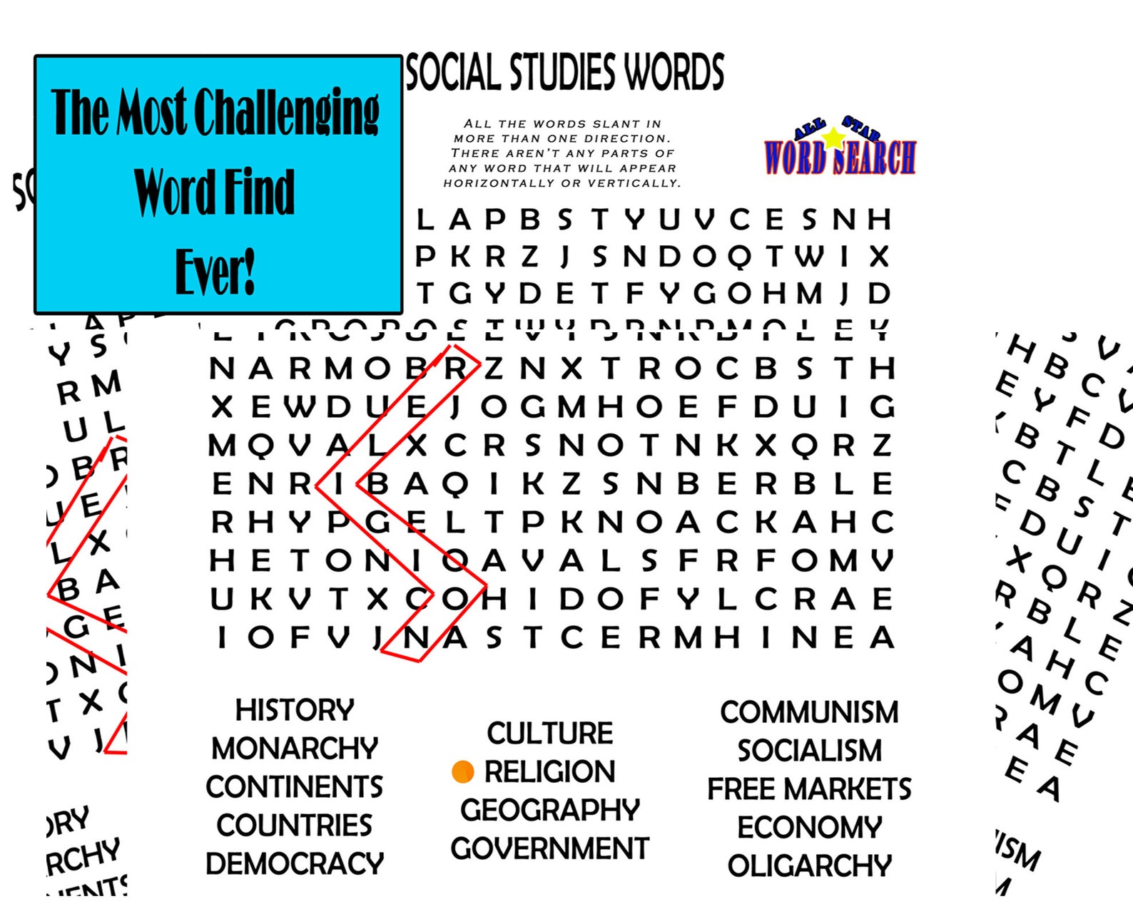Social Studies Word Search find puzzle Printable Etsy