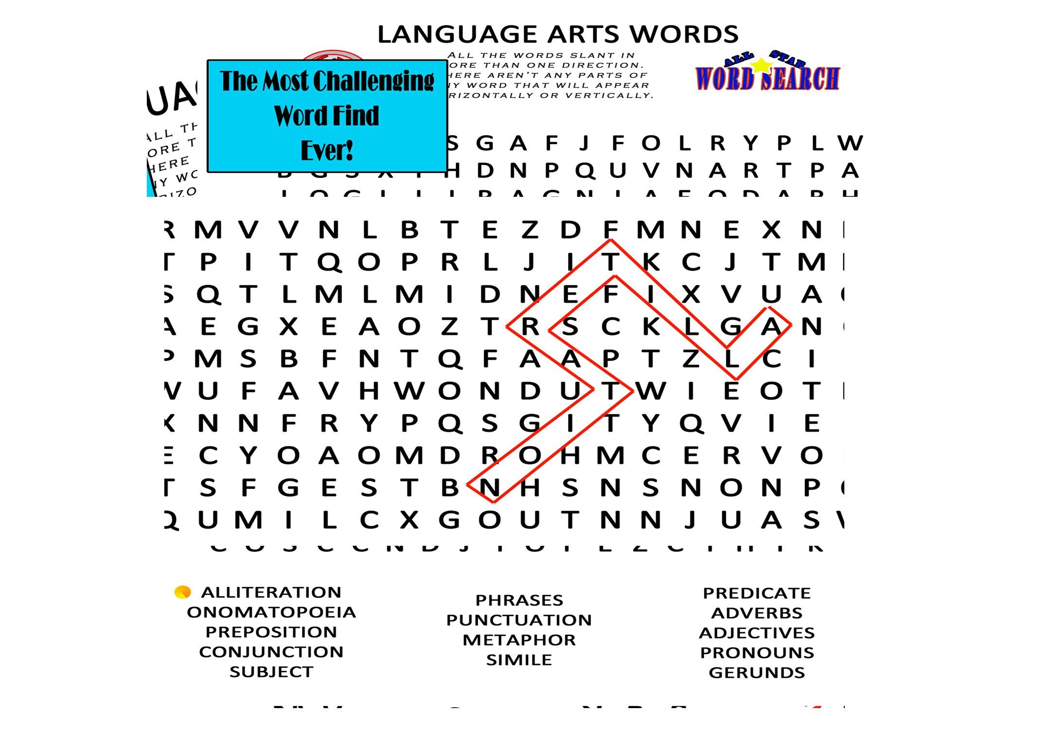 Language Arts Word Search For High School And Middle School Etsy