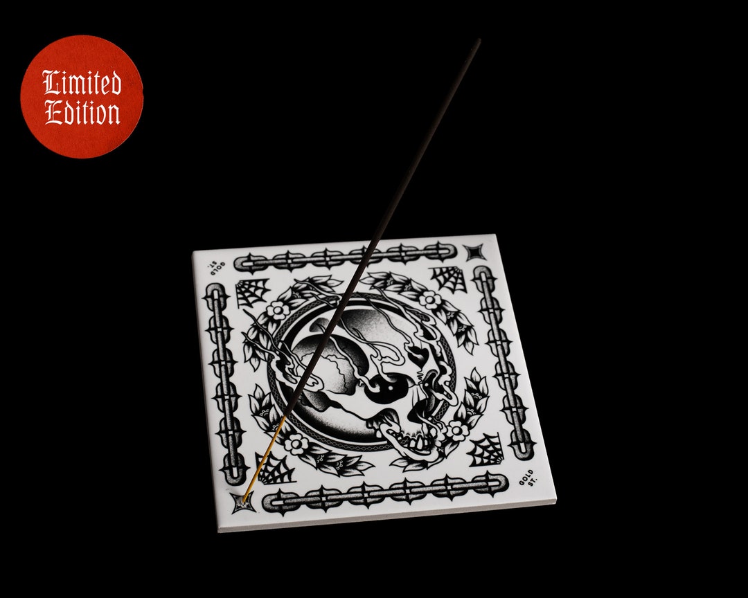 Incense Burner Tattoo Skull Neo Traditional Trinkets - Etsy