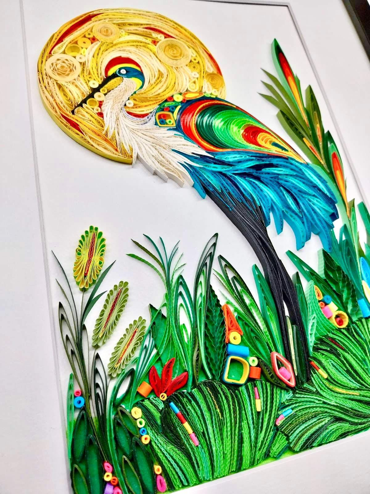 Cranes & Gold Sun ,quilling Paper Art,handmade,home Decor,gift,nature ...