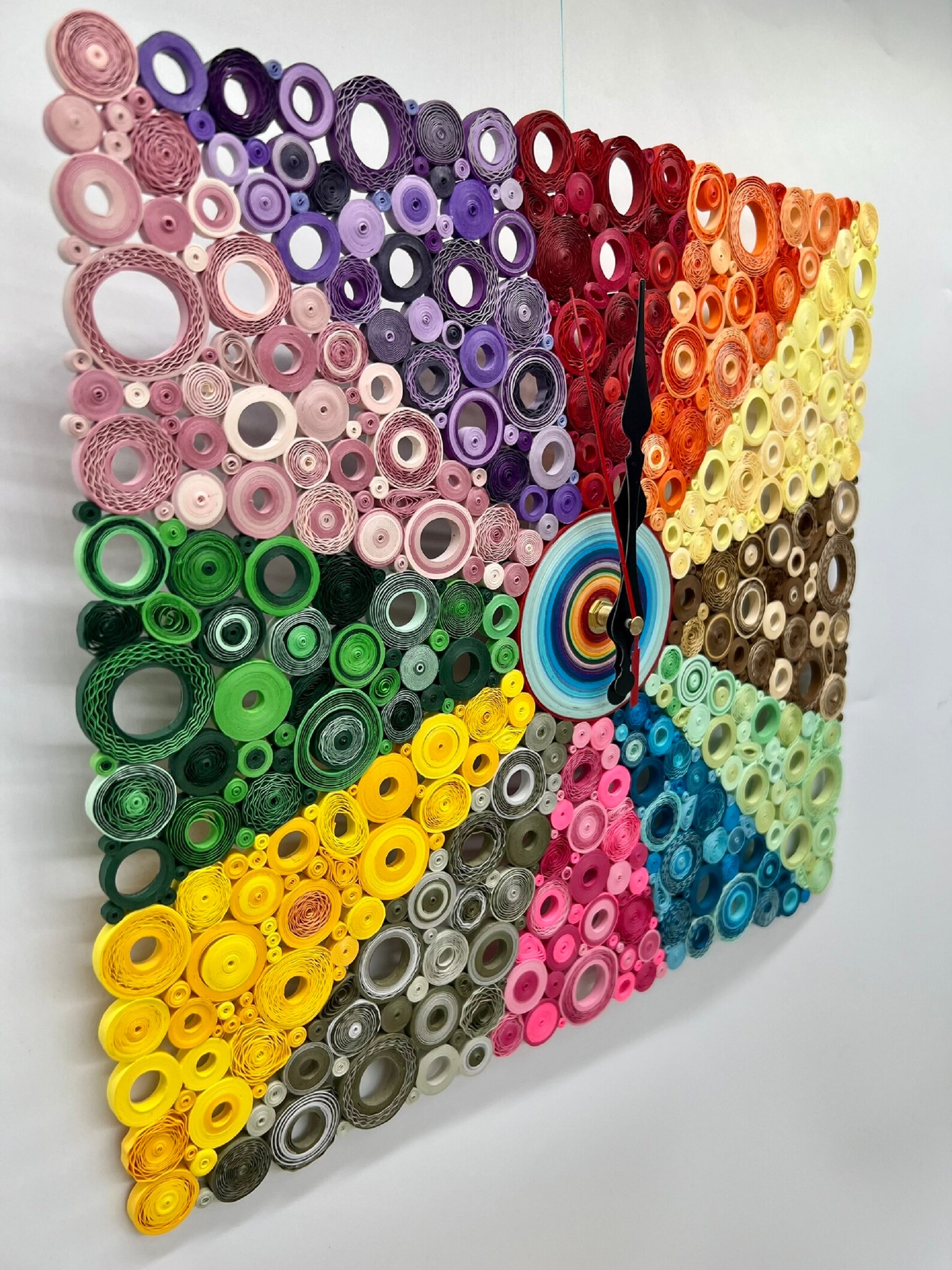 37 Cm Wall Clock 03 Quilling Paper 5mm,handmade,gift,colorful Circle ...