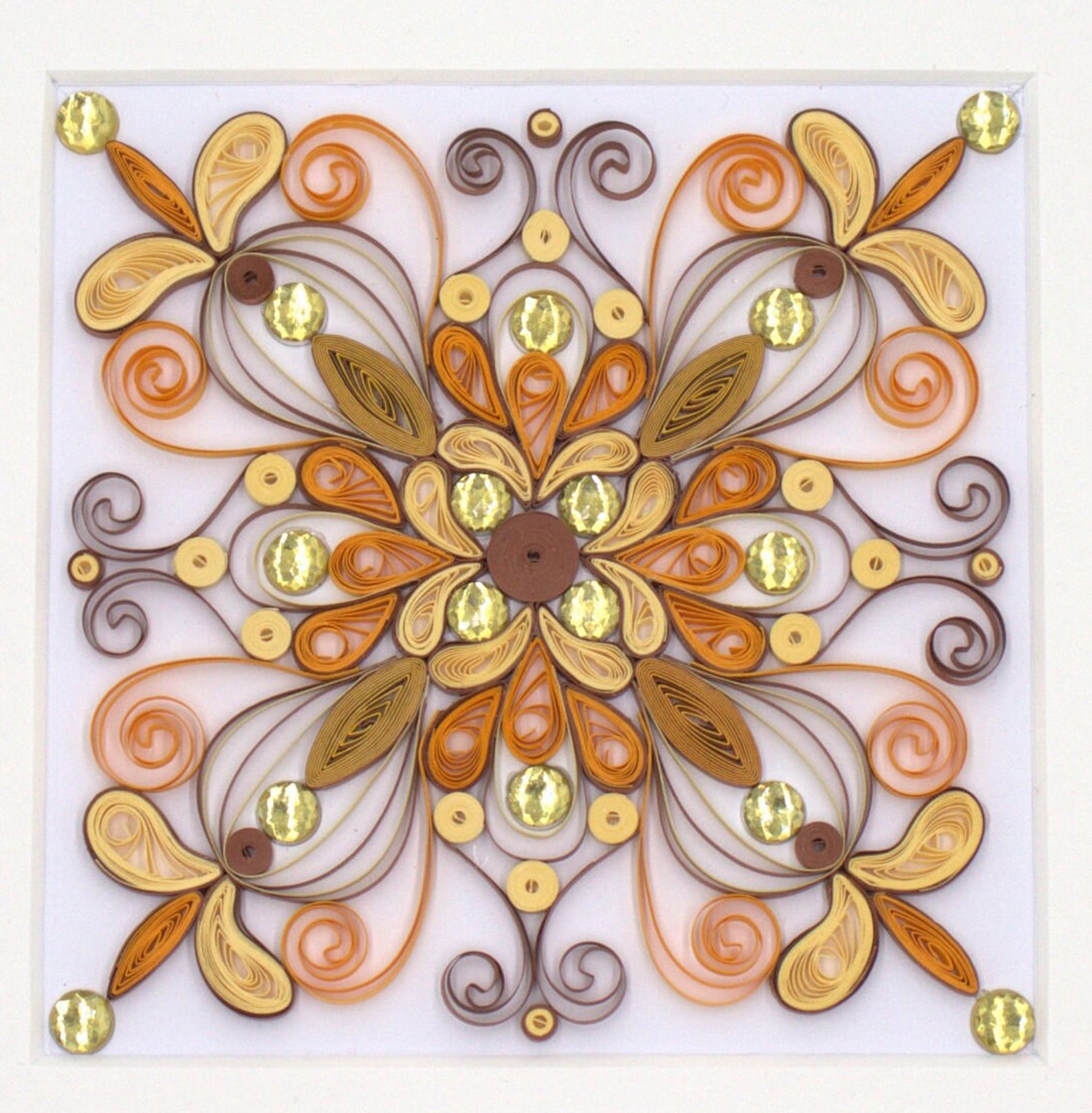 Rhinestone Orange Quilling Paper With Strass, Framed,handmade,home ...