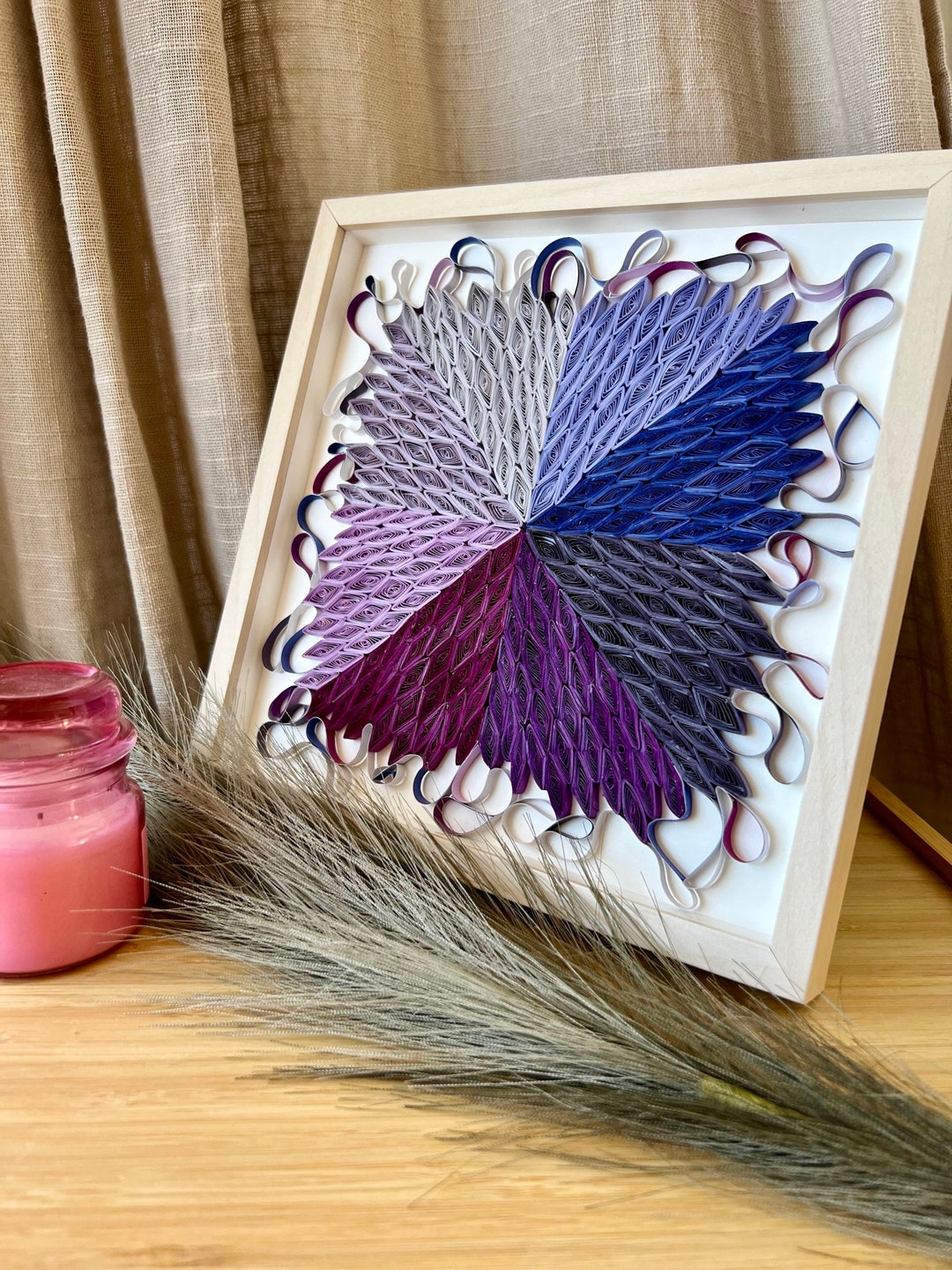 Frame Lavender Flower, Quill Paper Art,handmade,home Decor,wall Hanging ...