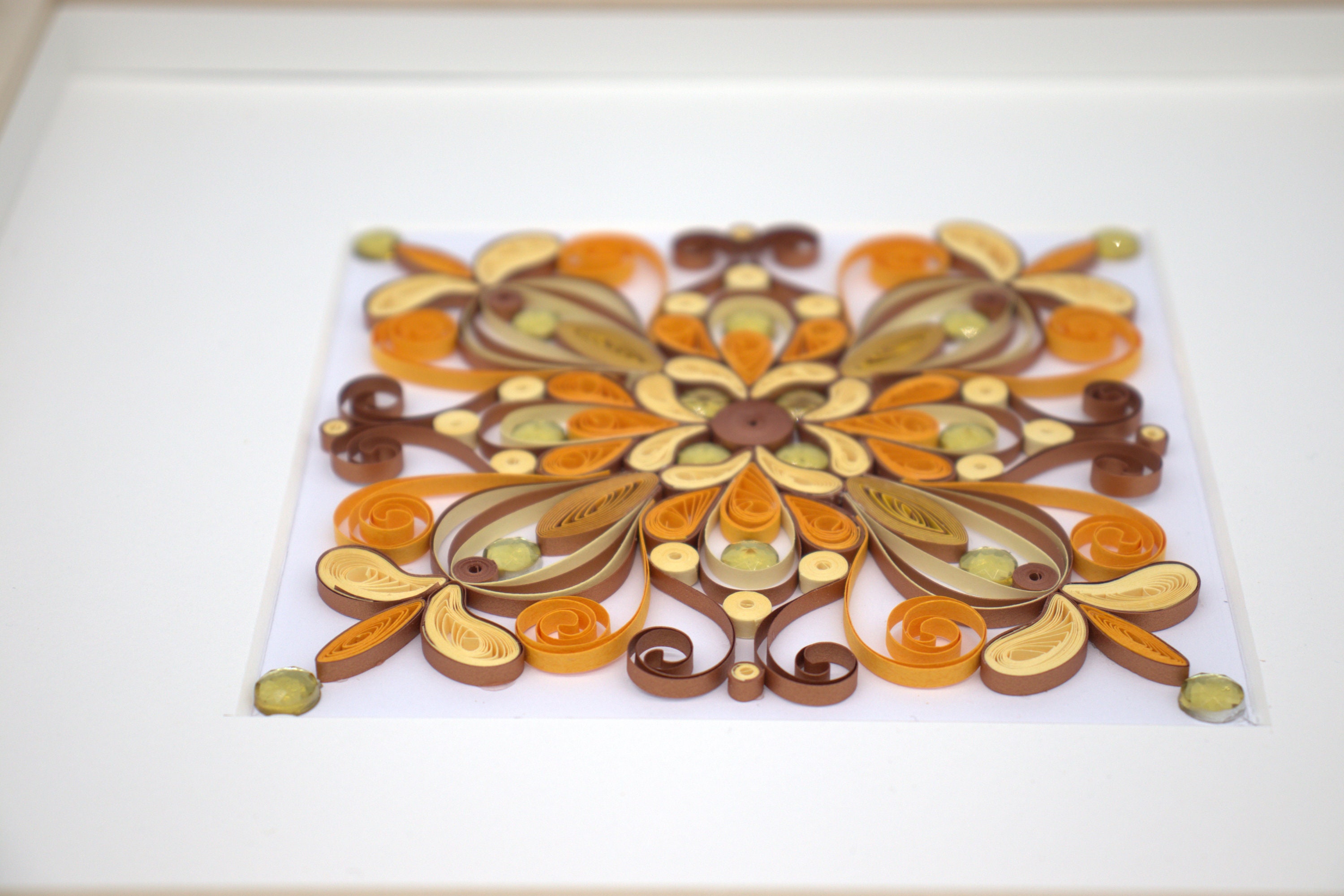 Rhinestone Orange Quilling Paper With Strass, Framed,handmade,home ...