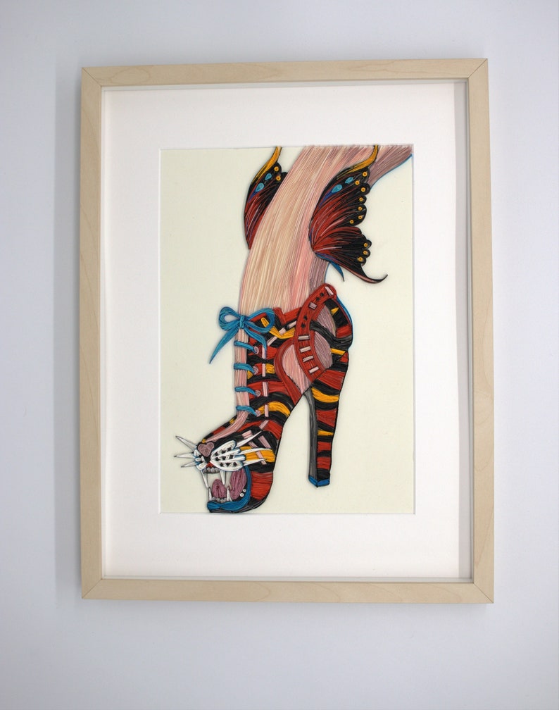 Frame Tiger Shoe Framed Quilling Paper Art, Handmade,homedecor, Wall ...