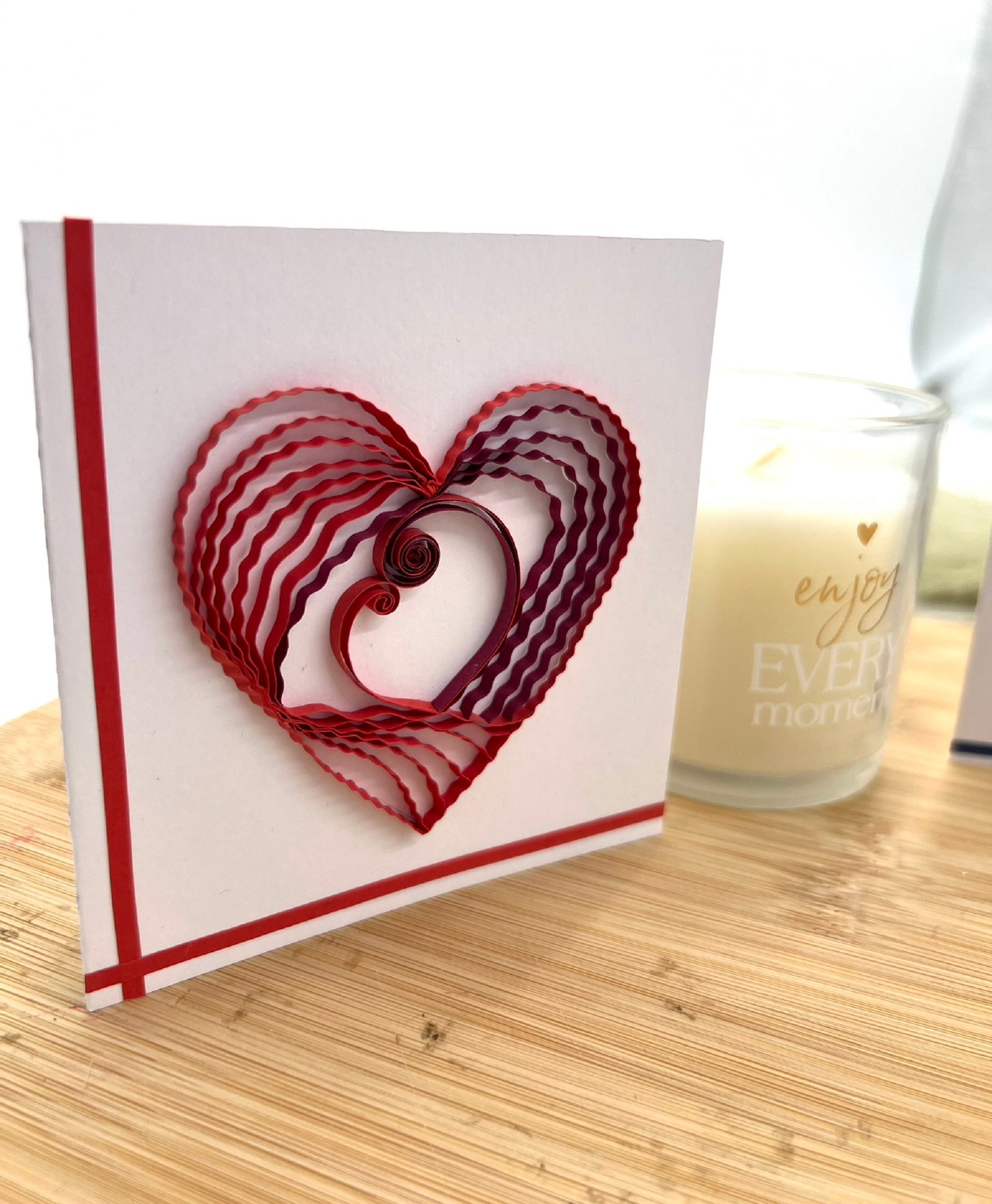 Greeting Cardsheart 17 Red 11x11cm Double Card,handmade,quilling Paper ...