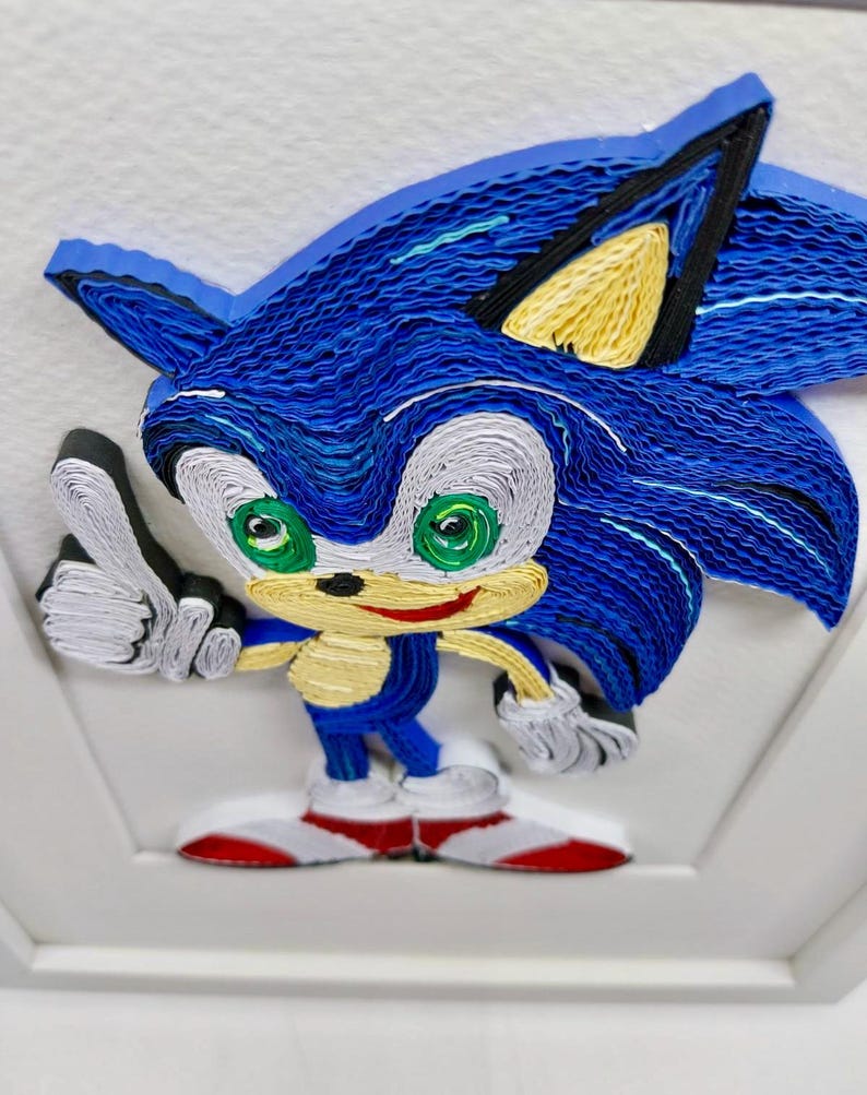 Handmade Quilled Paper Art , Framed Sonic-inspired Artwork - Etsy