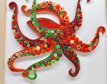 Quilled Sea Life Theme Wall Art, Seahorse Paper Quilling Art, Ocean ...