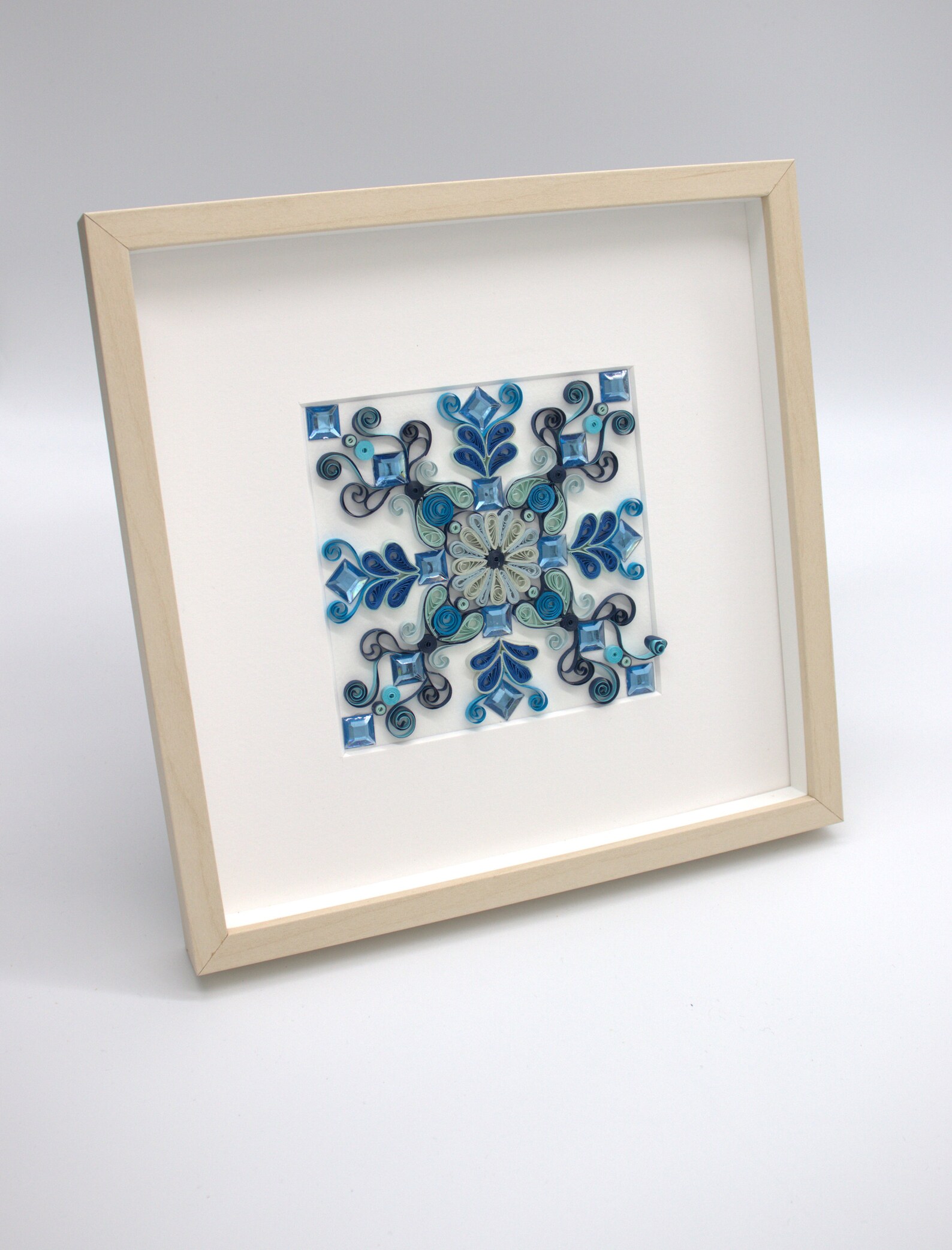 Rhinestone Blue Quilling Paper With Rhinestone, Framed,wall Hanging ...