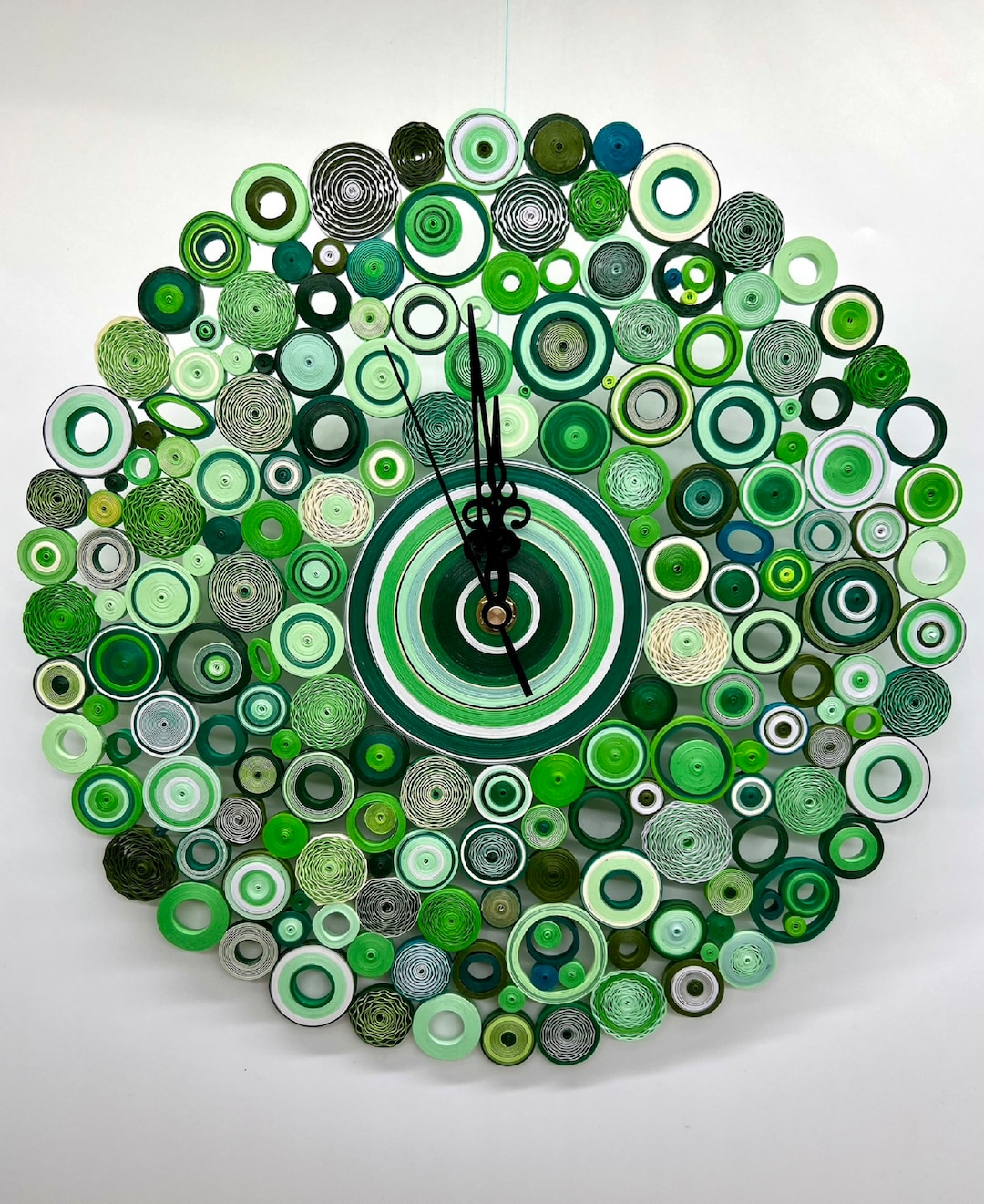 31 Cm Wall Clock 04,quilling Paper 5mm,handmade,gift,green Circle - Etsy