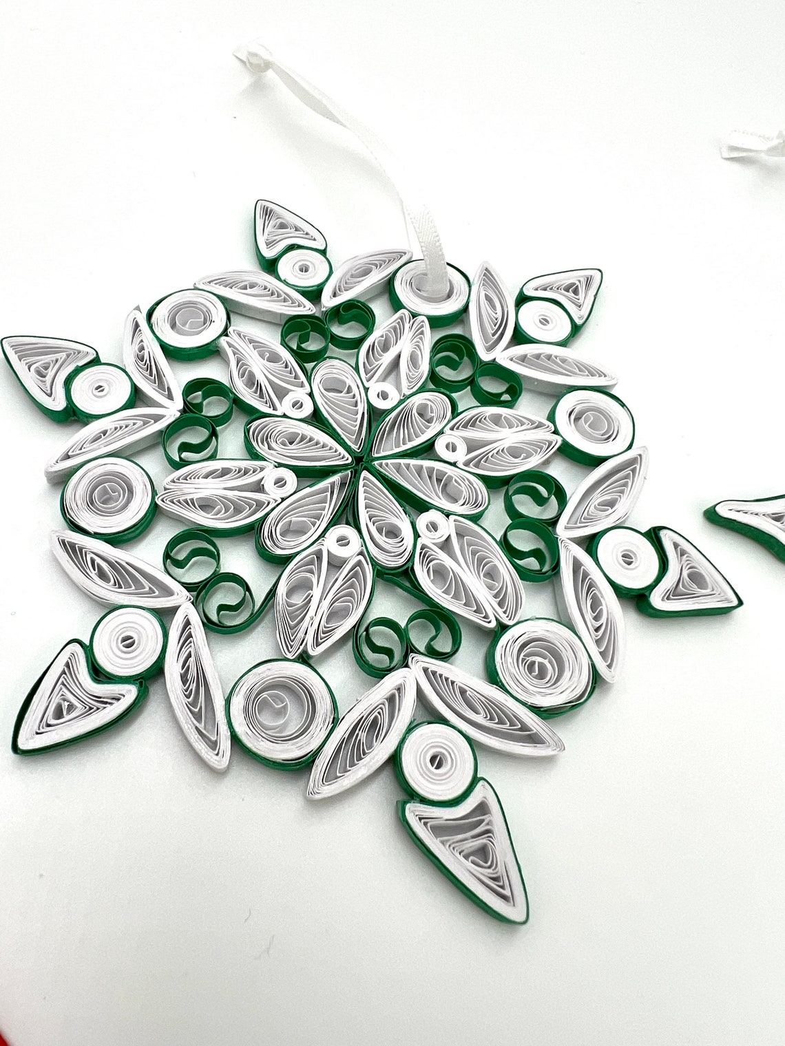 Red/green Snowflake Christmas Ornament, Handmade, Holiday, Gift ...