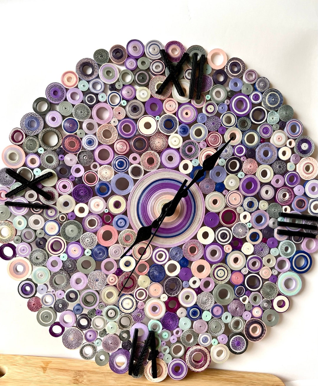 Wall Clock 08 Purple Quilling Paper Art Handmade Home - Etsy
