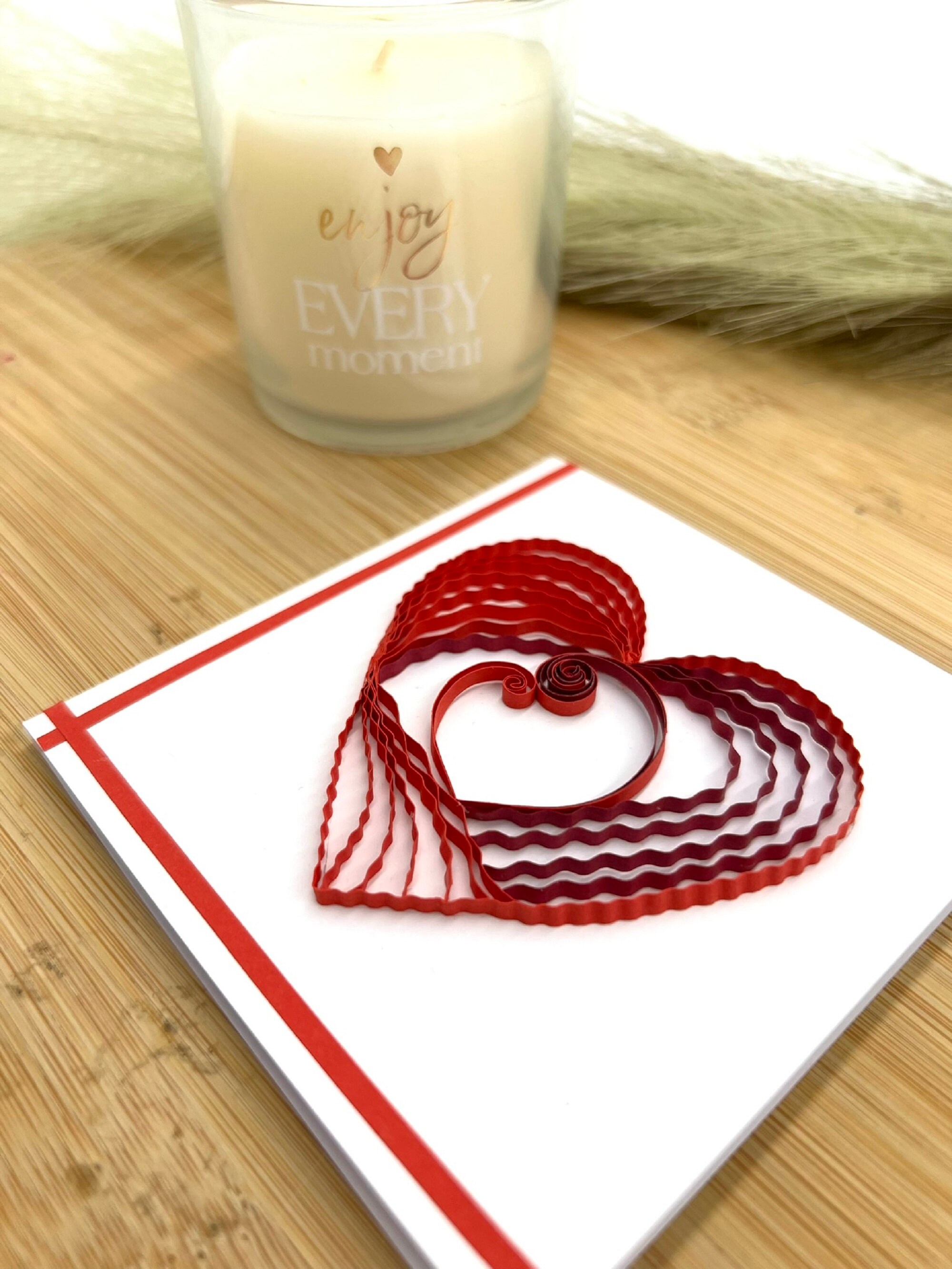 Greeting Cardsheart 17 Red 11x11cm Double Card,handmade,quilling Paper ...