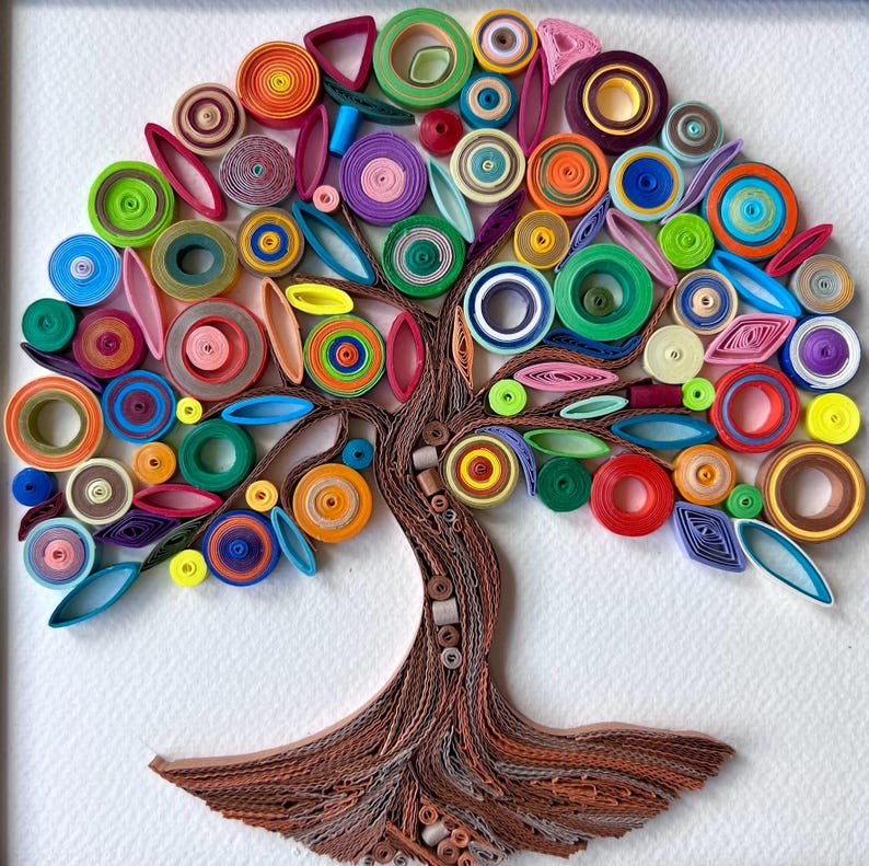 Handmade Quilling Art – Vibrant Tree of Life , Black Wood Frame - Etsy