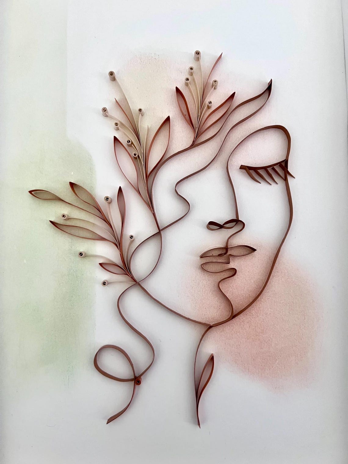 A Woman's Face,quilling Paper Art,handmade,home Decor,gift,nature - Etsy