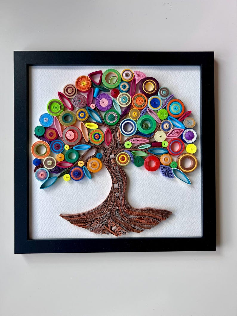 Handmade Quilling Art – Vibrant Tree of Life , Black Wood Frame - Etsy