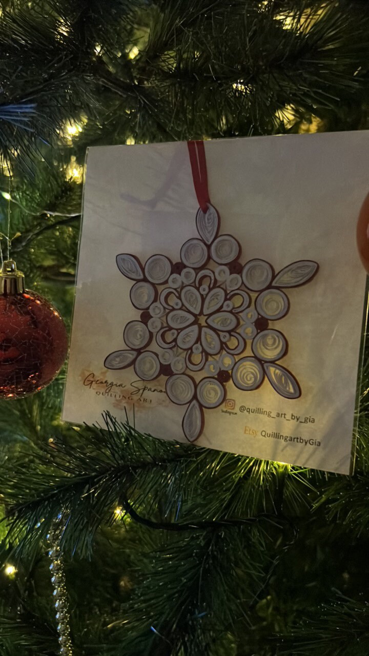 Red/green Snowflake Christmas Ornament, Handmade, Holiday, Gift ...