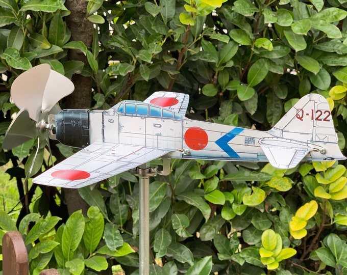 Airplane Wind Spinner Aircraft Pinwheel Garden Decor, Mitsubishi A6M ...