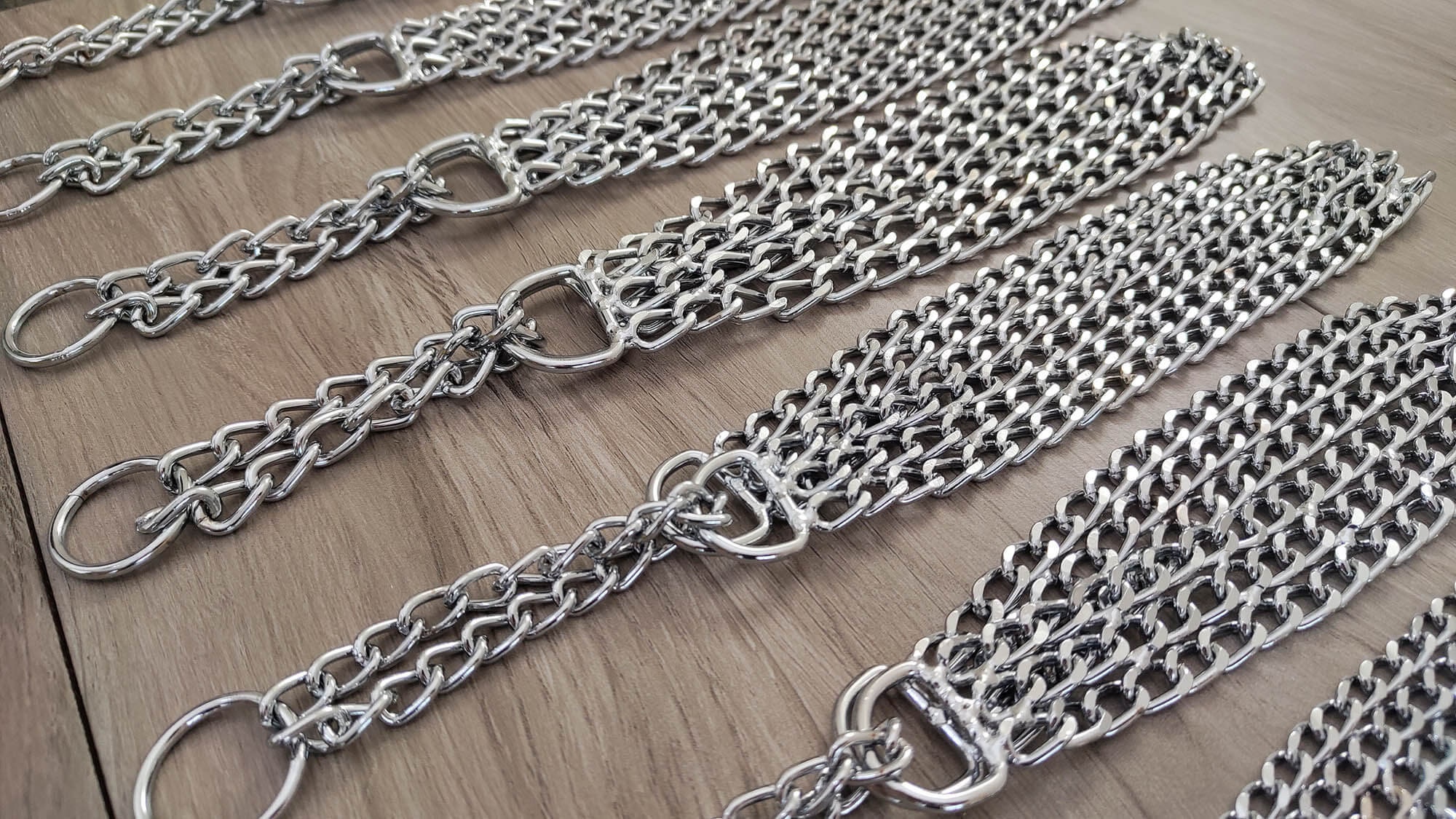 Chain Dog Collar Semi Choke Chain Collar Metal Chrome Training 2 Rows ...