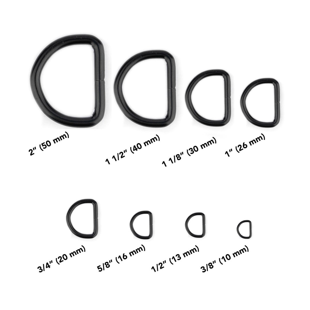 D Ring for Dog Collars Hardware Steel Metal Black Matte Welded Webbing ...