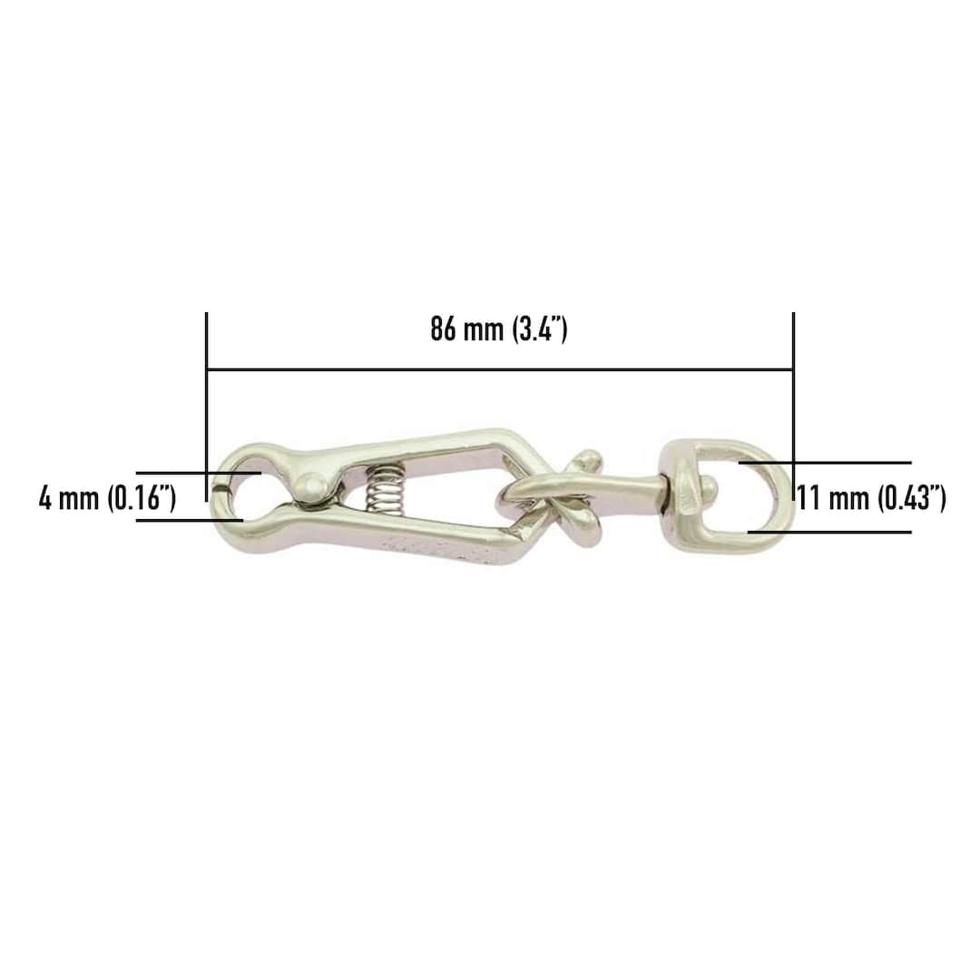 Scissor Snap Hook 86mm - Quick Release - Hunting Dog Leash - Silver ...