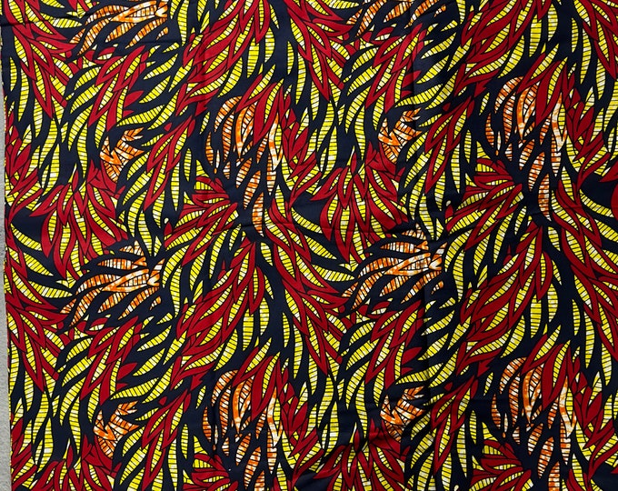 African Fabric -blue Ankara - Green African Print Fabric - Yellow ...