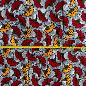 African Print Fabric, Ankara - Red, Yellow Fabric - Etsy