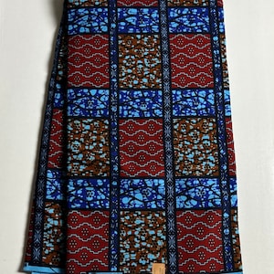 African Print Fabric, Ankara - Blue, Red, Brown Fabric - Etsy
